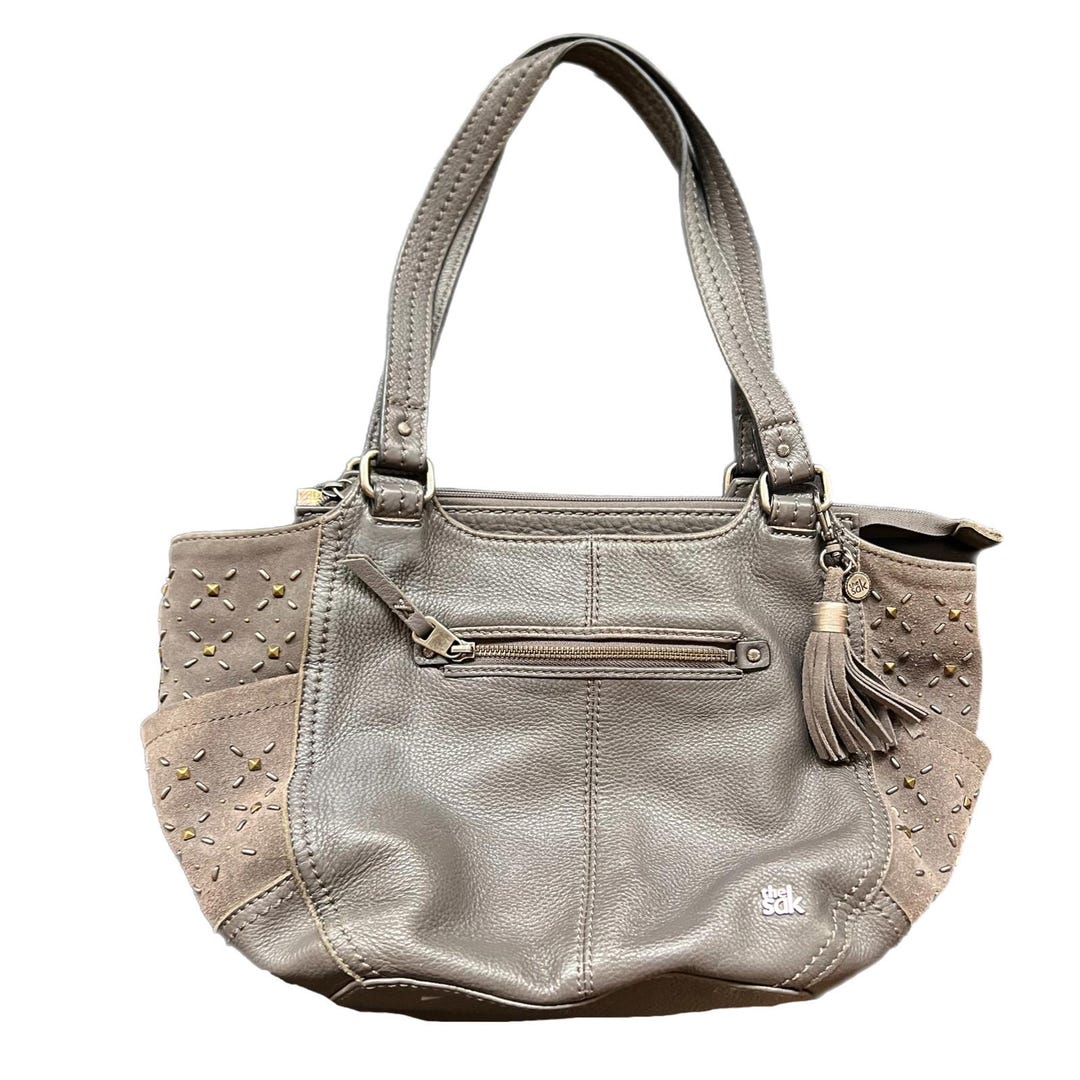 Vintage the Sak Gray Leather Purse Suede Studded Sides Shoulder Bag - Etsy