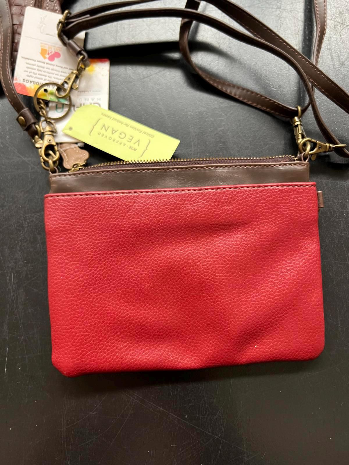NEW Chala Beagle Mini Crossbody in Red Brown Vegan Leather W/ Keychain ...