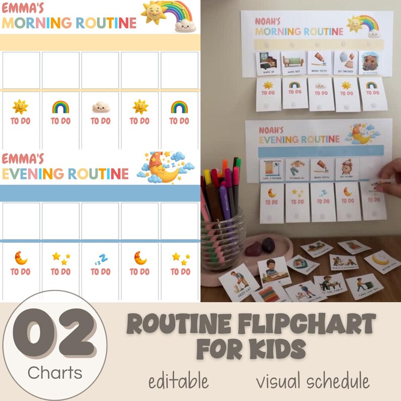 Printable Kids Routine Cards | Montessori Daily Routine (digital ...