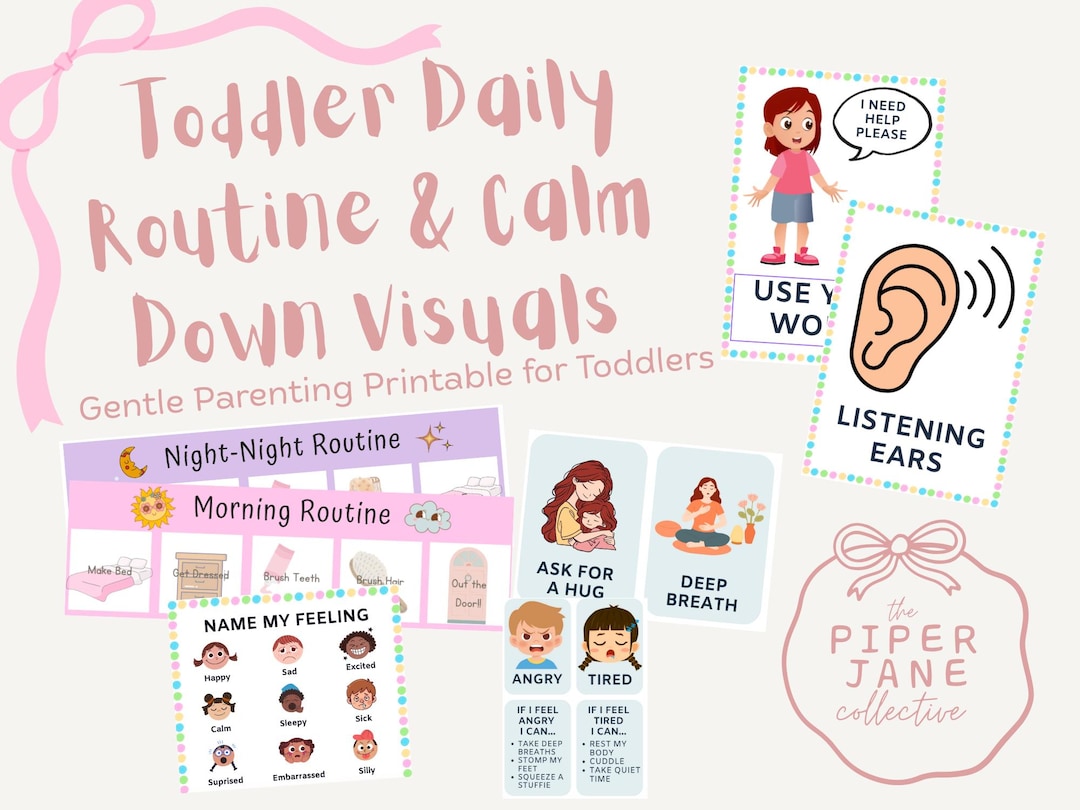 Toddler Routine Cards & Calm Down Visuals | Gentle Parenting Printable ...