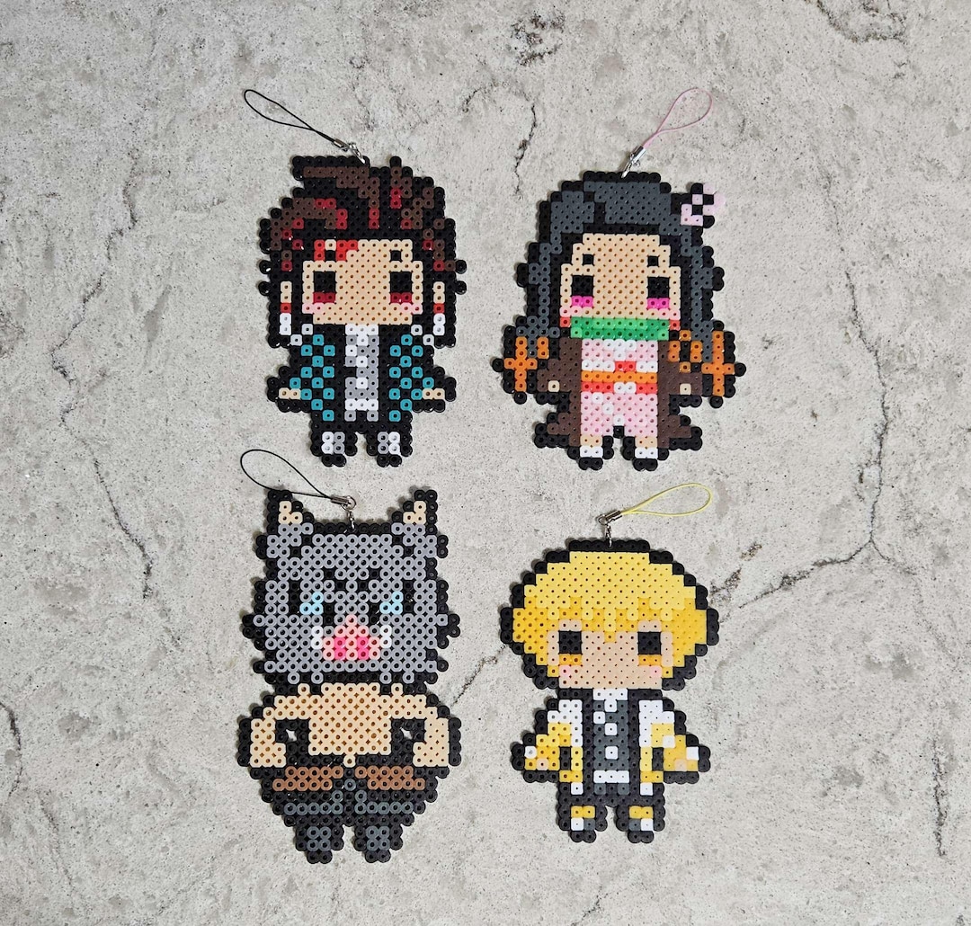 Tanjiro, Nezuko, Inosuke, Zenitsu Perler Bead Bundle | Demon Slayer ...