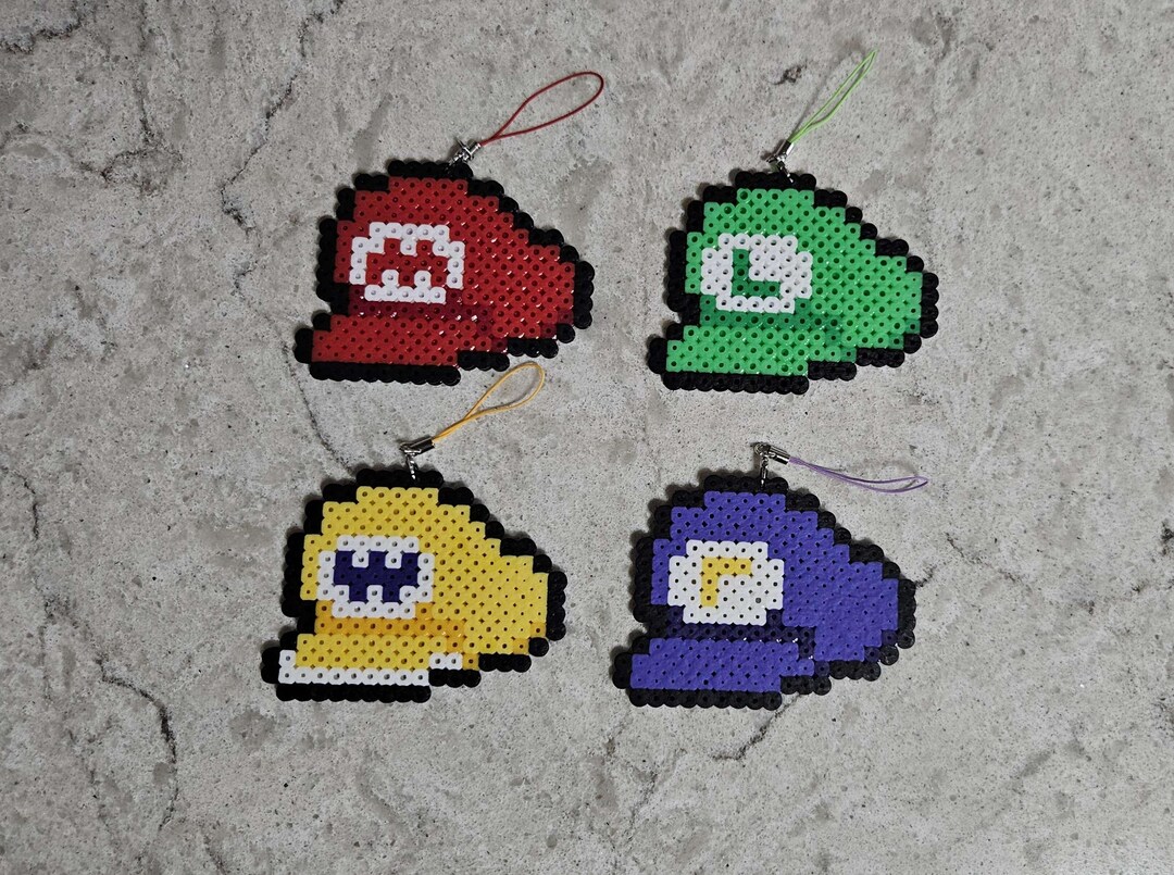 Retro Game Character Hat Bead Bundle | Handmade Pixel Art Icons | Desk ...