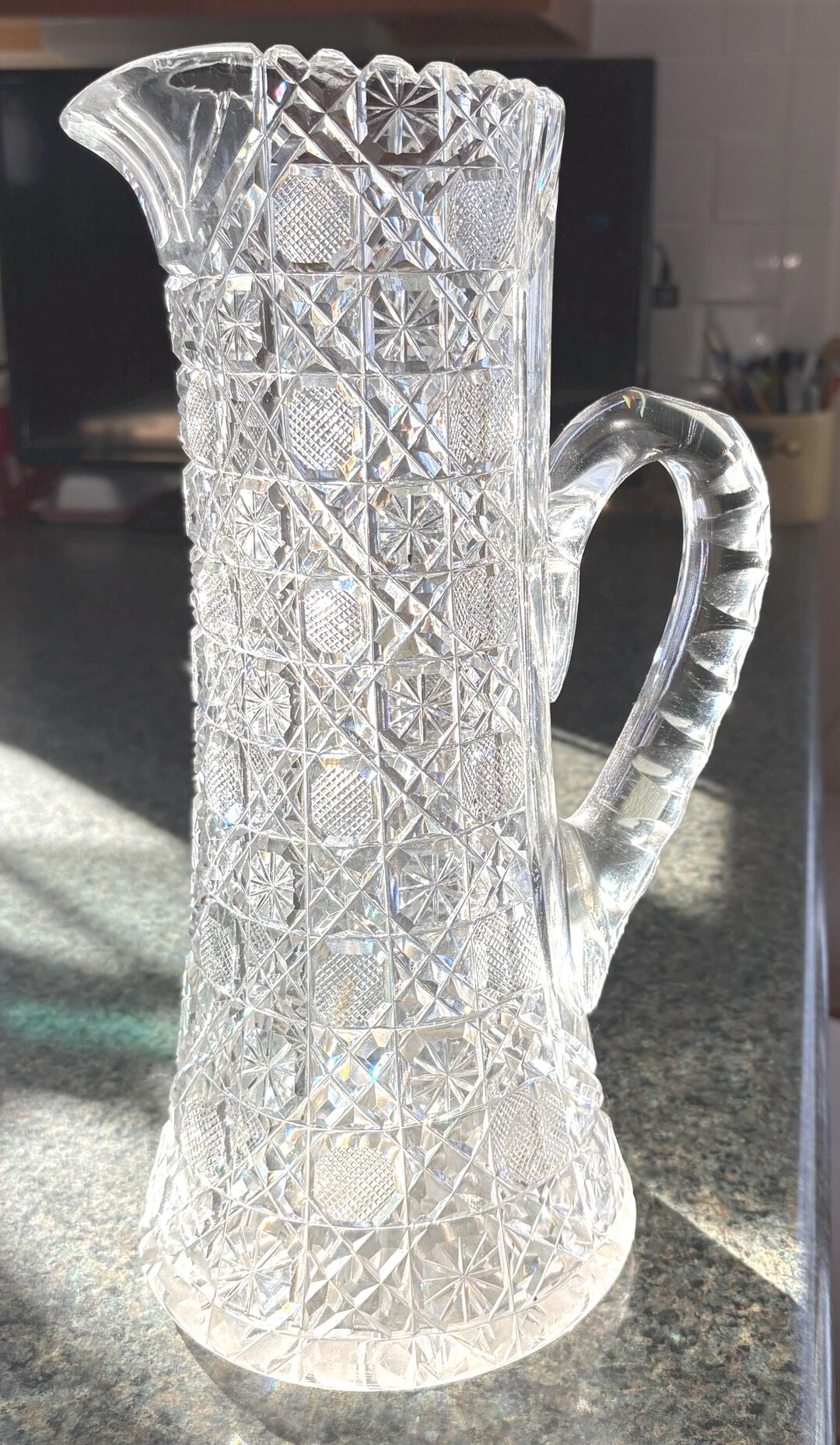 Antique ABP Cut Lead Crystal Harvard Pattern 12" Tankard or Water ...