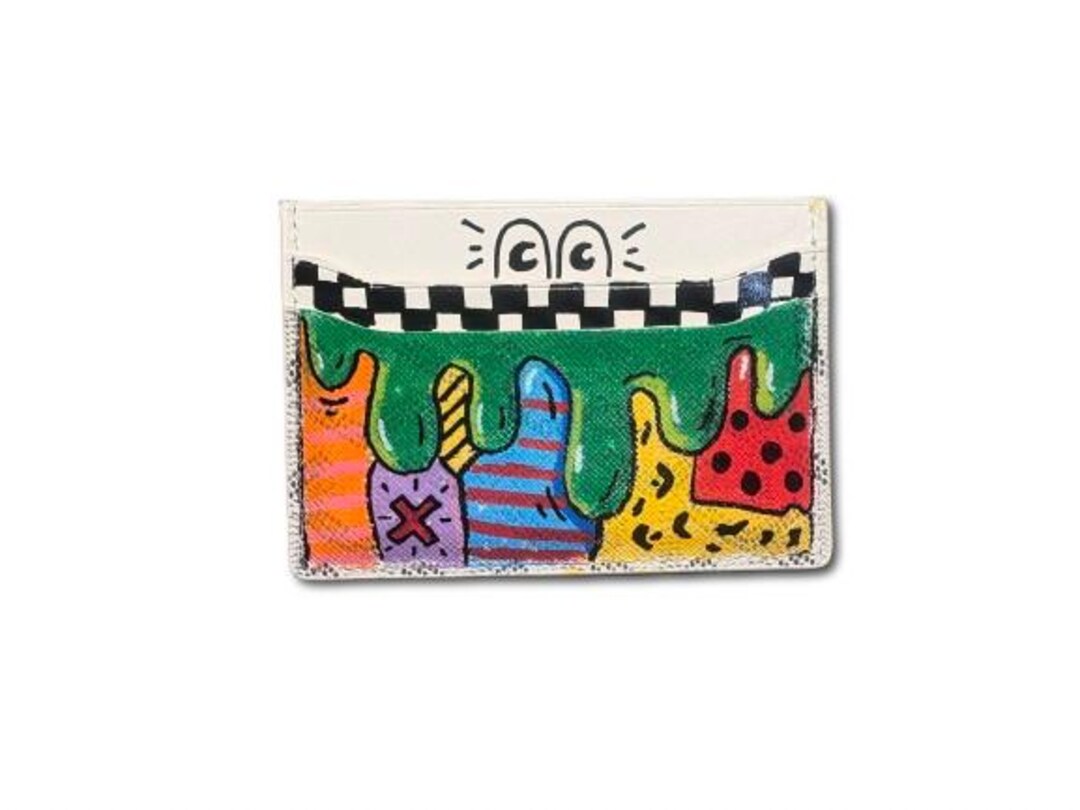 Custom Hand-painted Credit Card Holder • Drip Art Wallet • Colorful ...