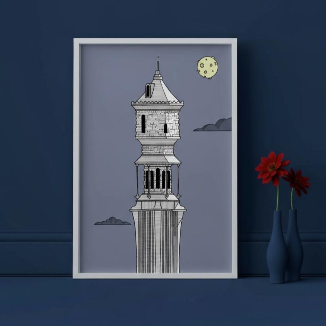Printable Fantasy Tower Art - Cartoon Castle Wall Decor - Tower of ...