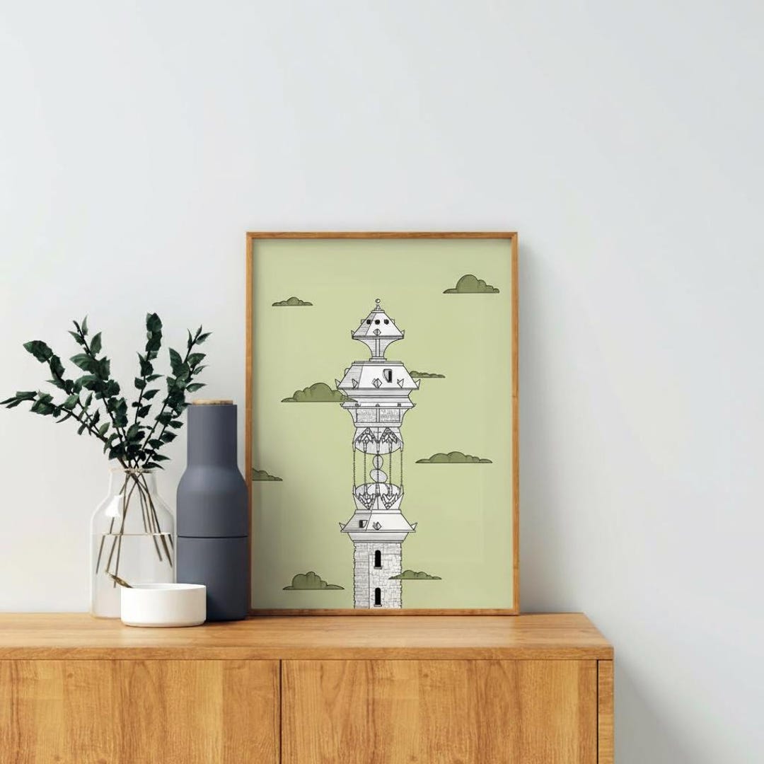 Printable Fantasy Tower Art - Cartoon Castle Wall Decor - Tower of ...