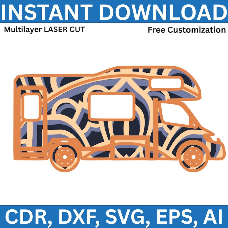 Camper Van Multilayer Laser Cut SVG - Etsy
