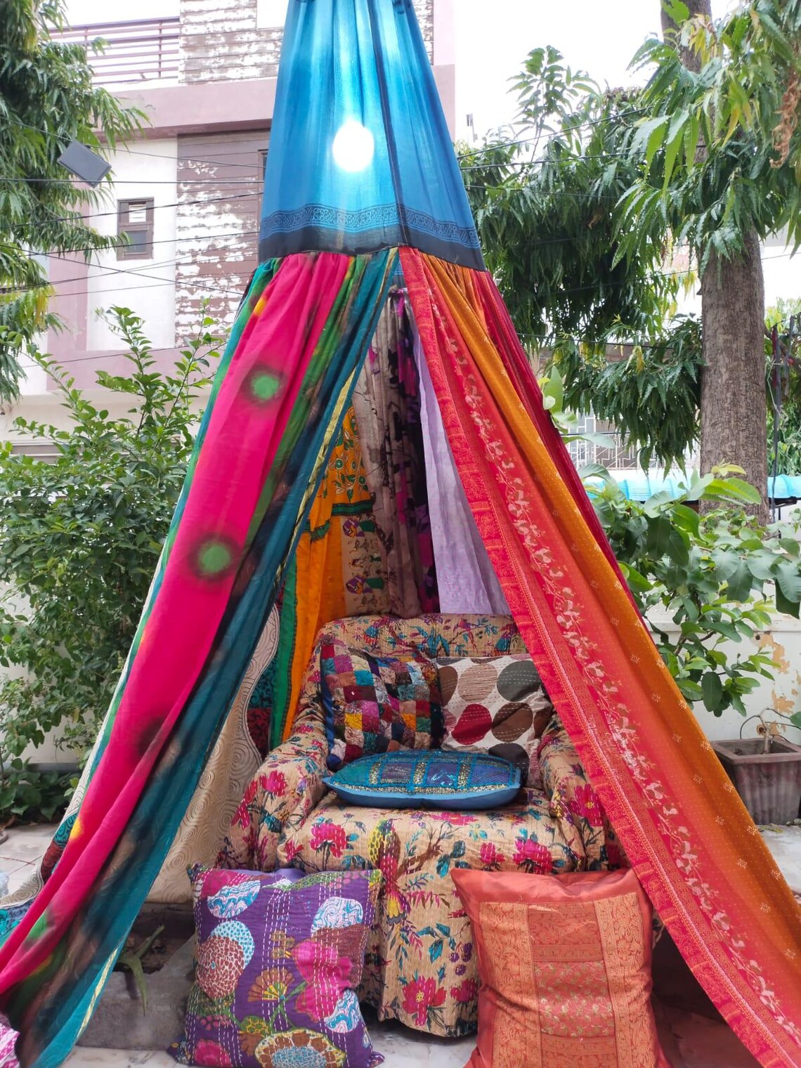 Upcycled Sari Garden Canopy: Handmade Boho Outdoor Tent - Etsy