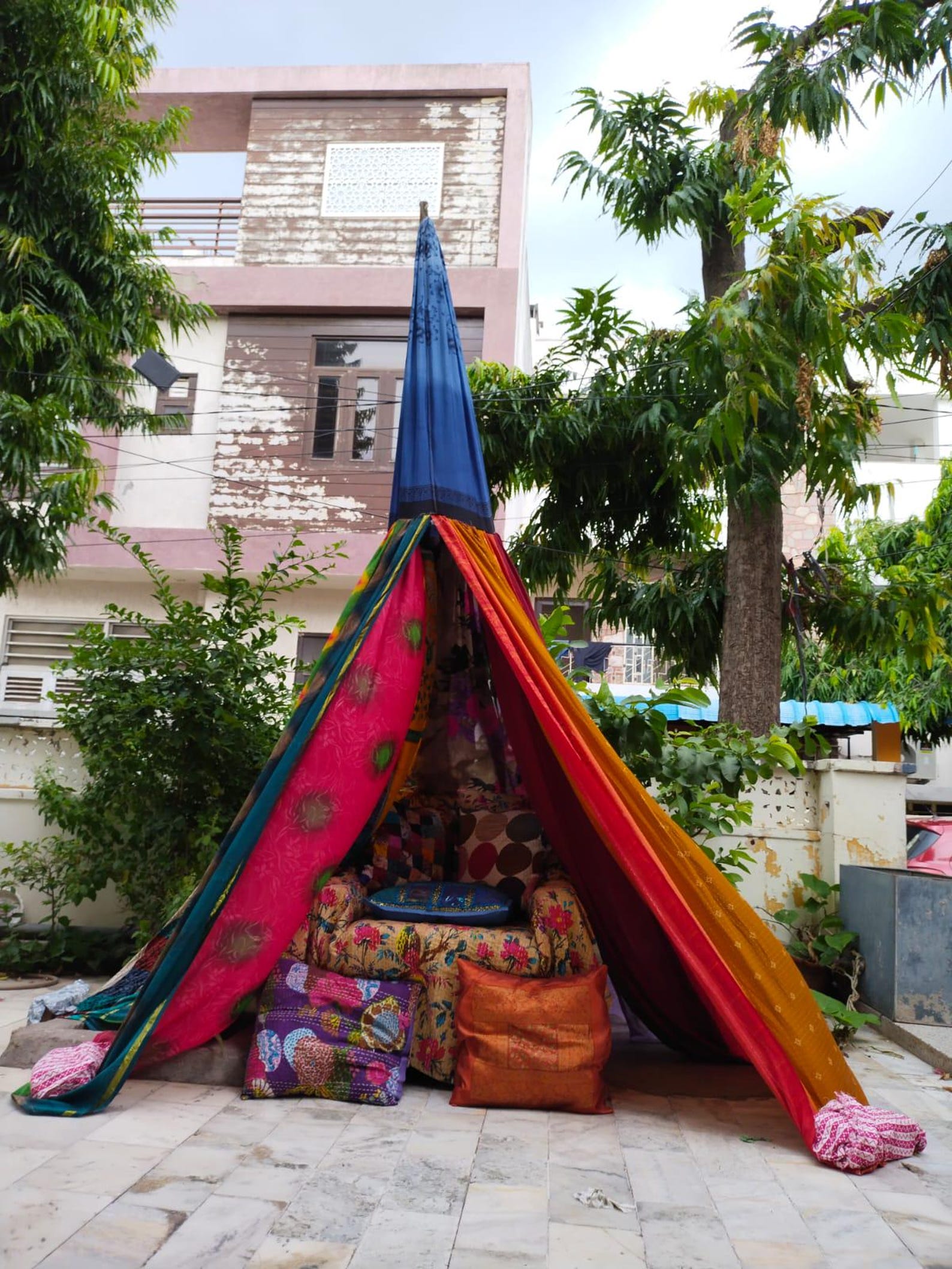 Upcycled Sari Garden Canopy: Handmade Boho Outdoor Tent - Etsy