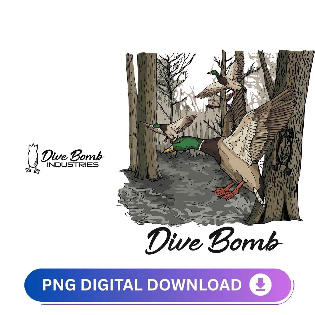 Dive Bomb Mallard Swamp Scene PNG, Flying Ducks in Forest Artwork ...