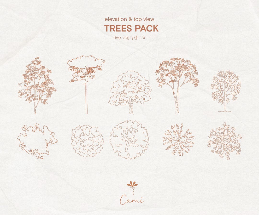 Architectural Tree Vector Set – Flat Style Cutouts (digital Download ...