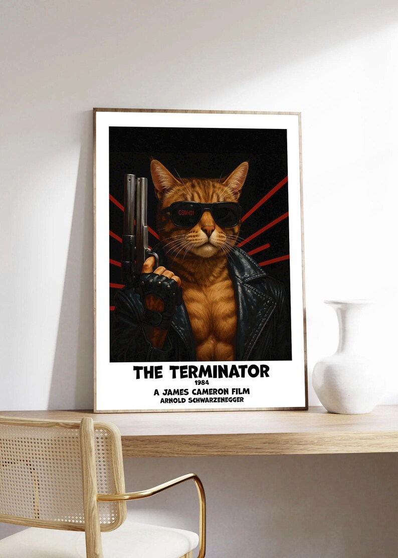 The Terminator Movie Poster | Cute Cat Wall Art | Digital or Printed ...
