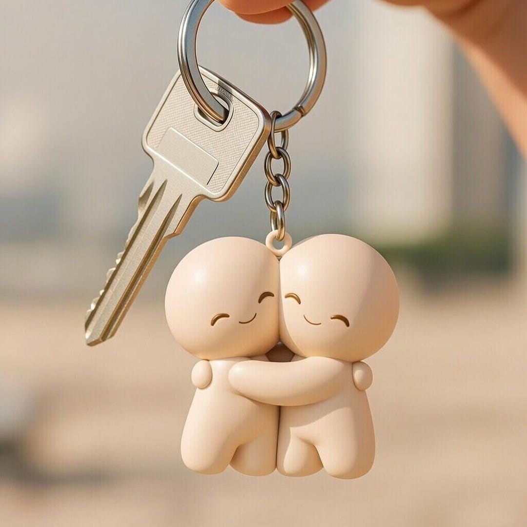Minimalist Hugging Couple Keychain | 3D Printed Valentine’s Day Gift ...