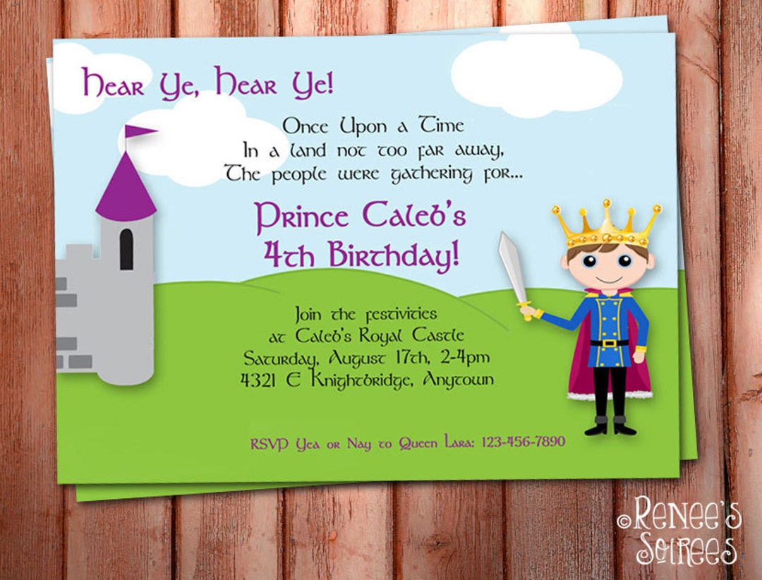PRINCE or KNIGHT Birthday Party Invite - Printable Customized ...