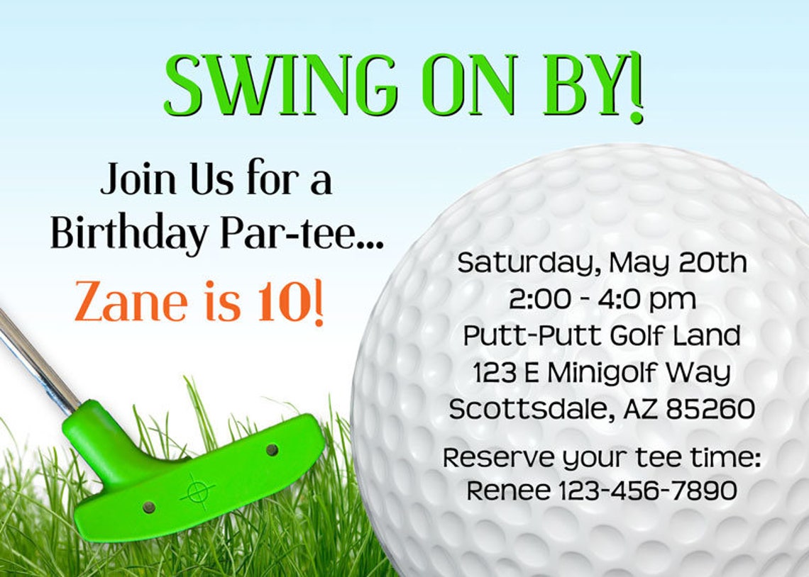 Glow GOLF INVITATION Printable Mini Golf Birthday Invite - Etsy