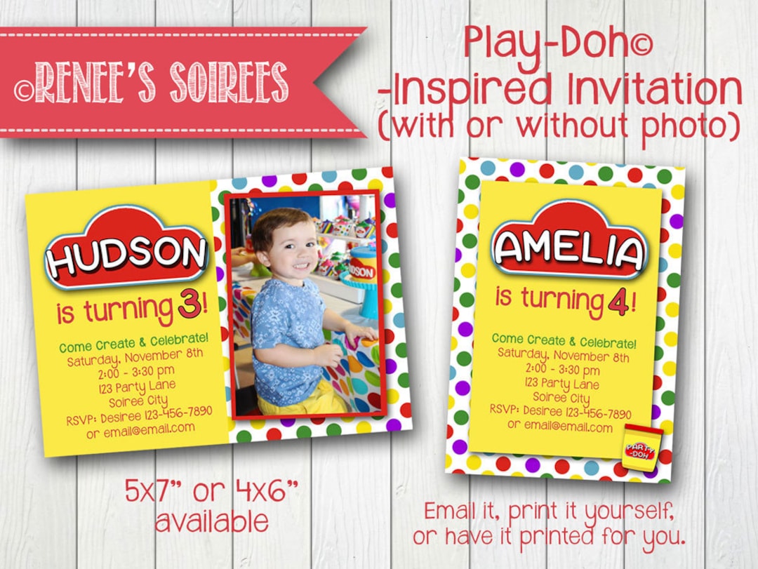Play Clay Party Invitation - Printable Photo Birthday Invite - for Boys ...