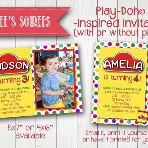 Play Clay Party Invitation Printable Photo Birthday Invite - Etsy
