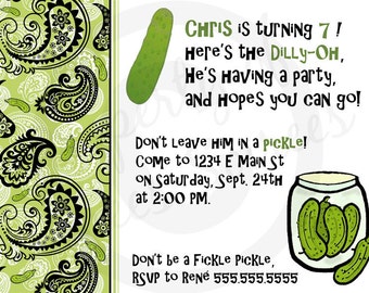 Pickle Party Birthday Invitation, Dill Pickle Party, Digital File ...