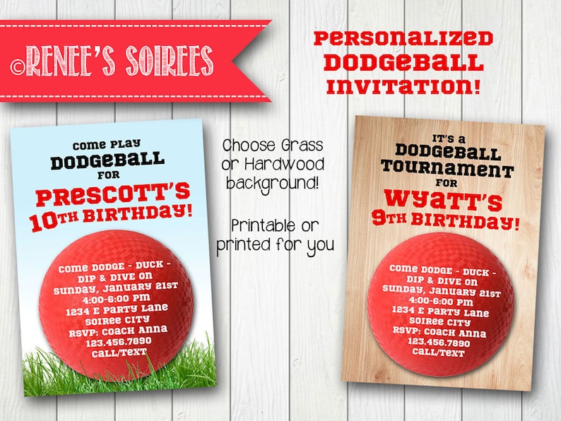 DODGEBALL INVITATION - Printable Birthday Invite - Personalized DIY ...