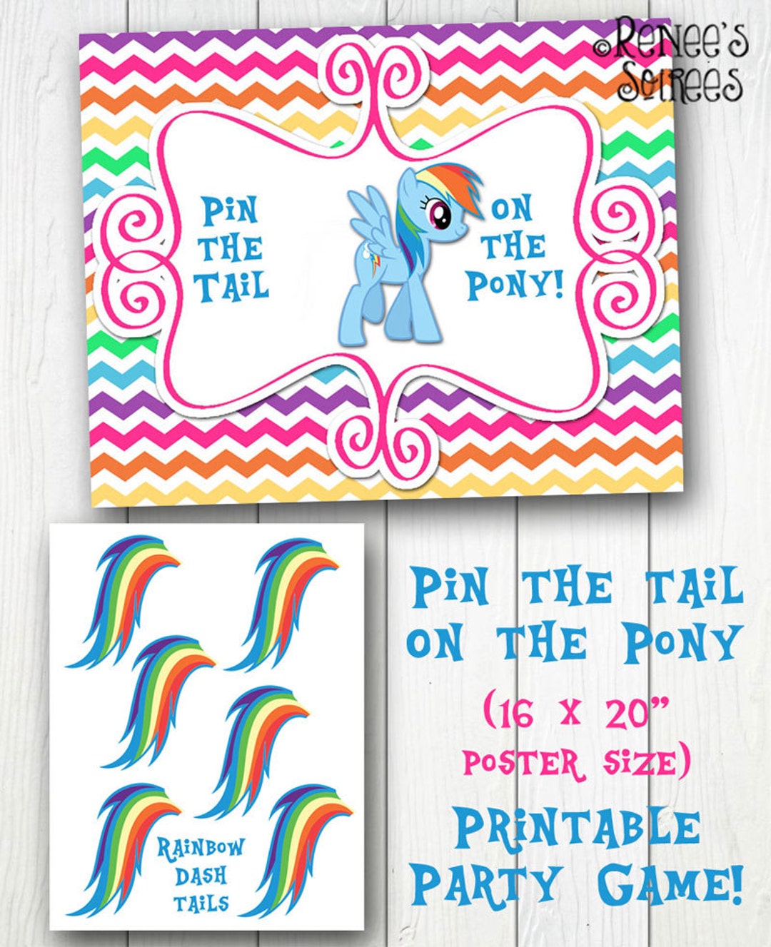LITTLE PONY Rainbow Printable Pin-the-tail Game 16x20 Instant Download ...