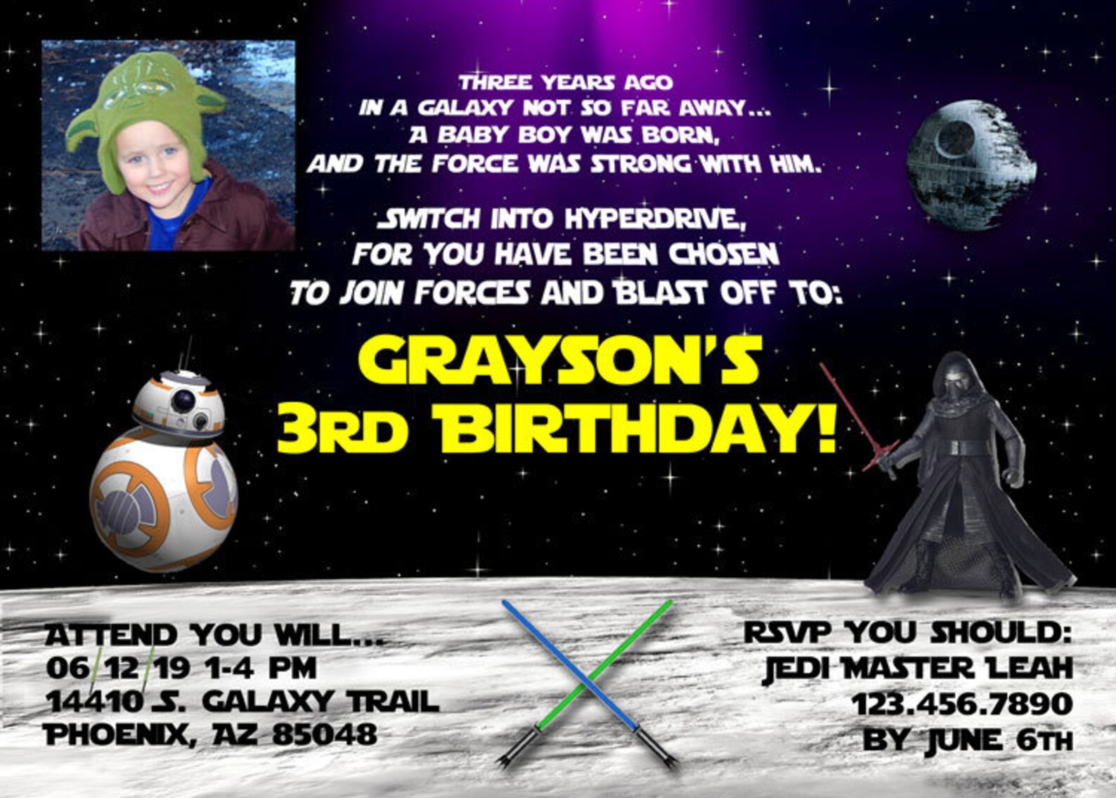 Custom GALAXY Birthday Invitation - Printable Star Wars-inspired Invite ...