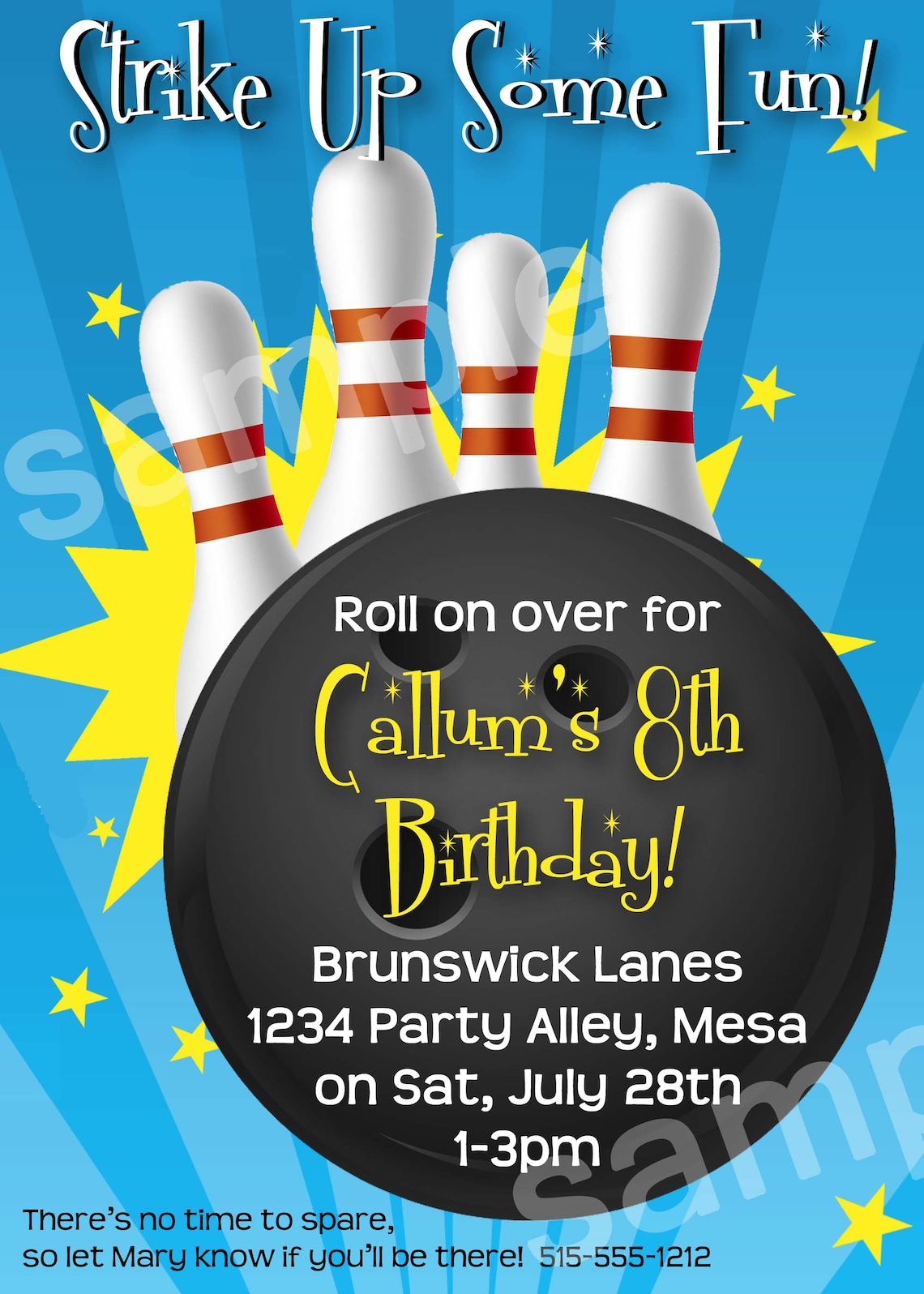 BOWLING INVITATION - Printable - Birthday Party - Customizable ...