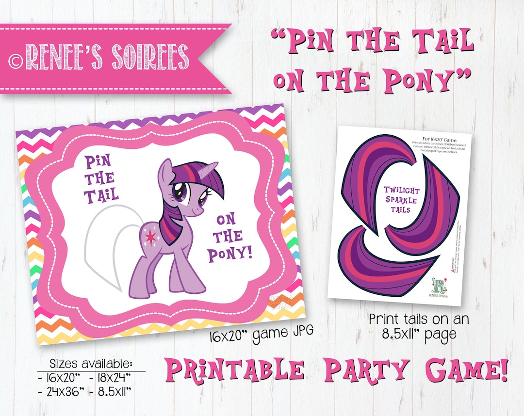 SPARKLE PONY Printable Pin-the-tail Game - Instant Download - DIY Party ...