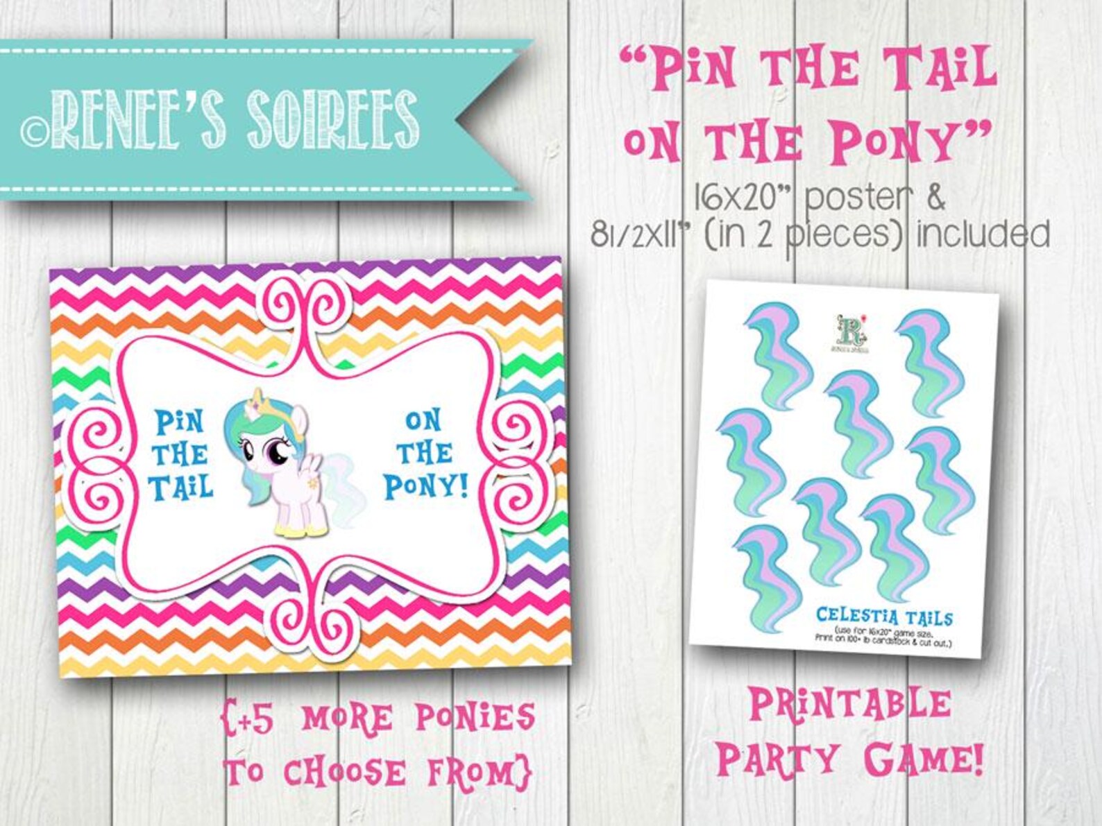 LITTLE PONY Rainbow Printable Pin-the-tail Game 24x36" - Instant ...