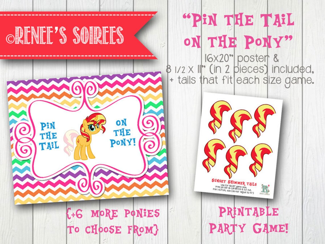 LITTLE PONY Shimmer Printable Pin-the-tail Game - Instant Download ...