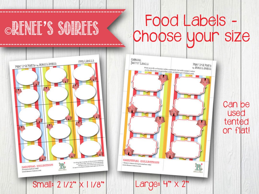 Printable BUFFET LABELS - Choose From 60 Different Themes - Food Tags ...