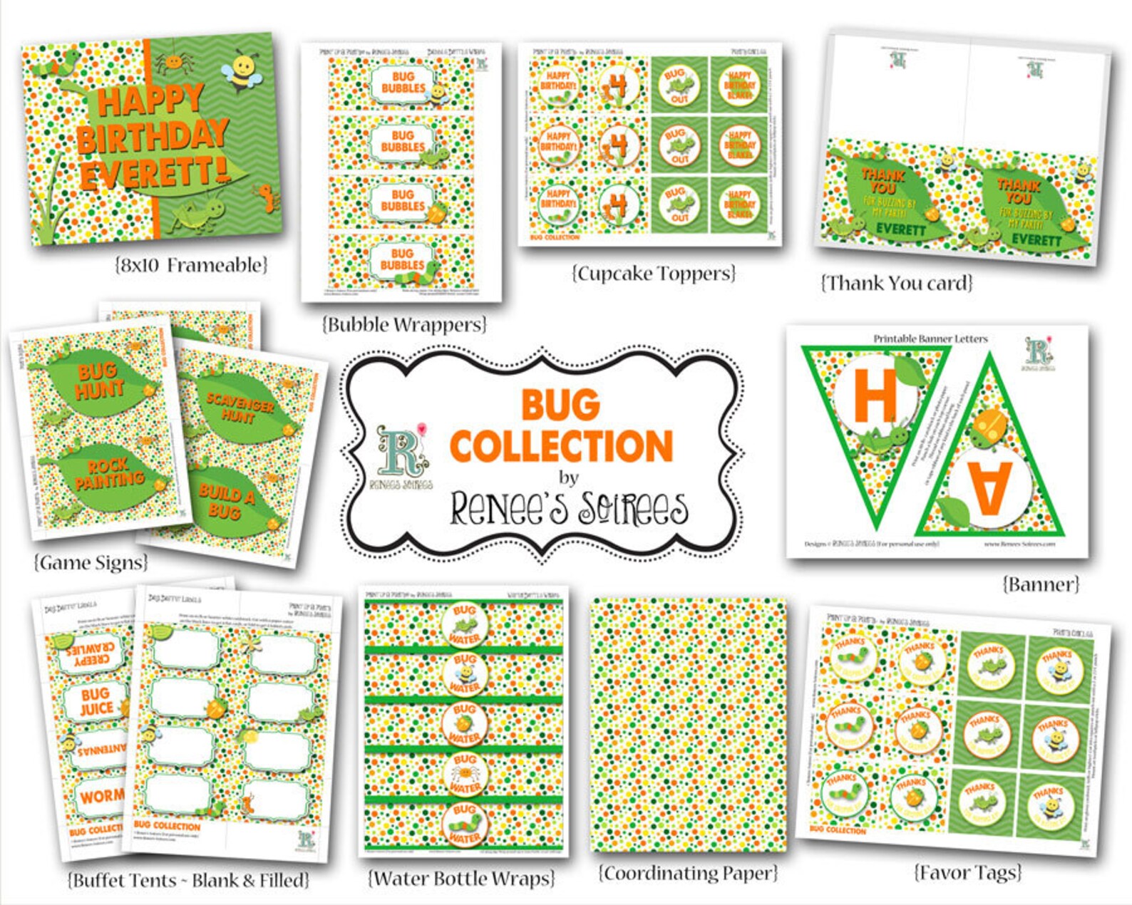 BUGS Printable Birthday Collection - Customized for Your Bug Party ...