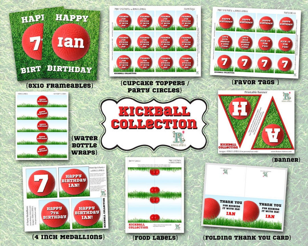 KICKBALL PARTY Printable Collection - for Birthday Party or Baby Shower ...