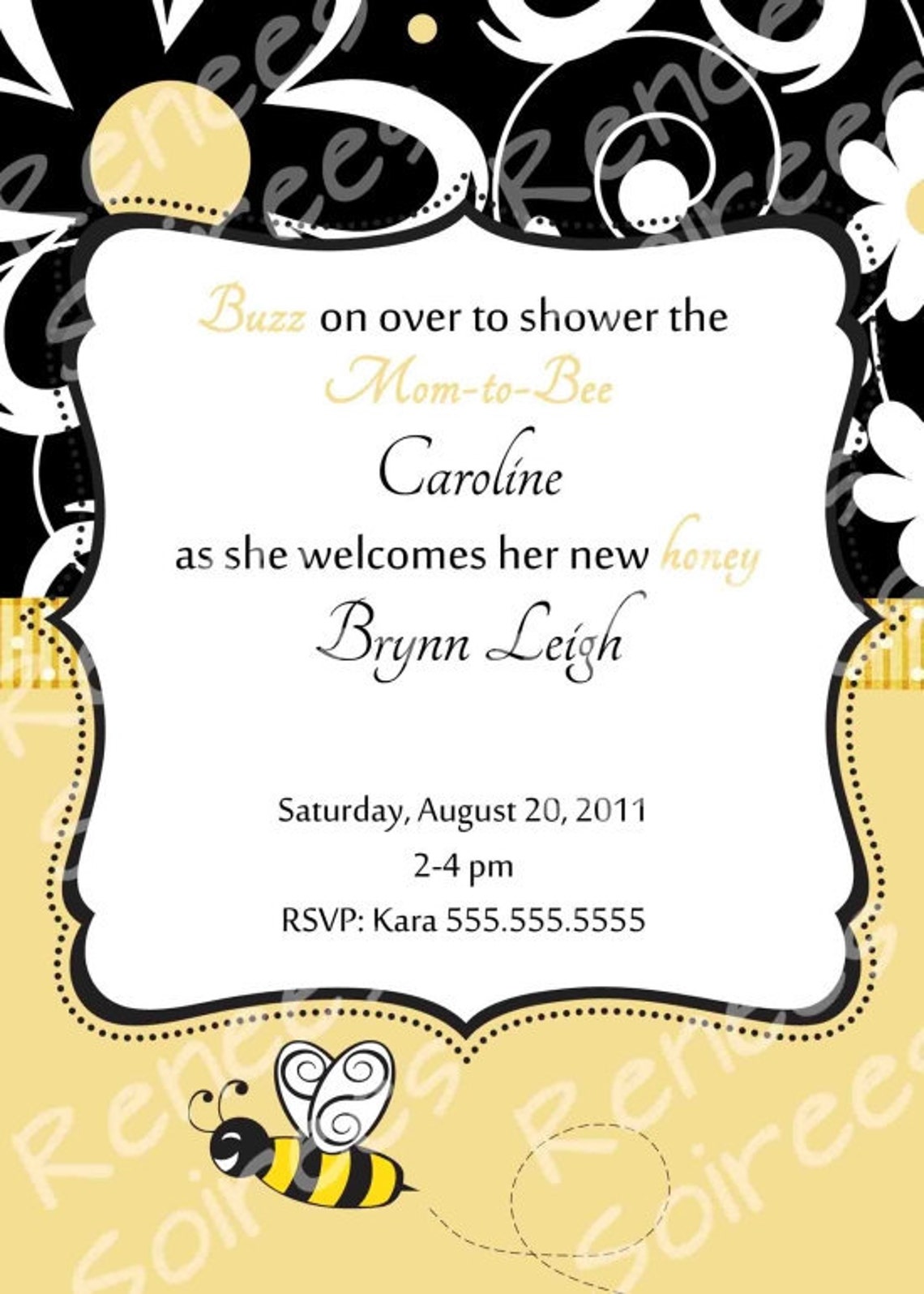 Printable Invitation Bumble Bee Baby SHOWER or BIRTHDAY - Etsy