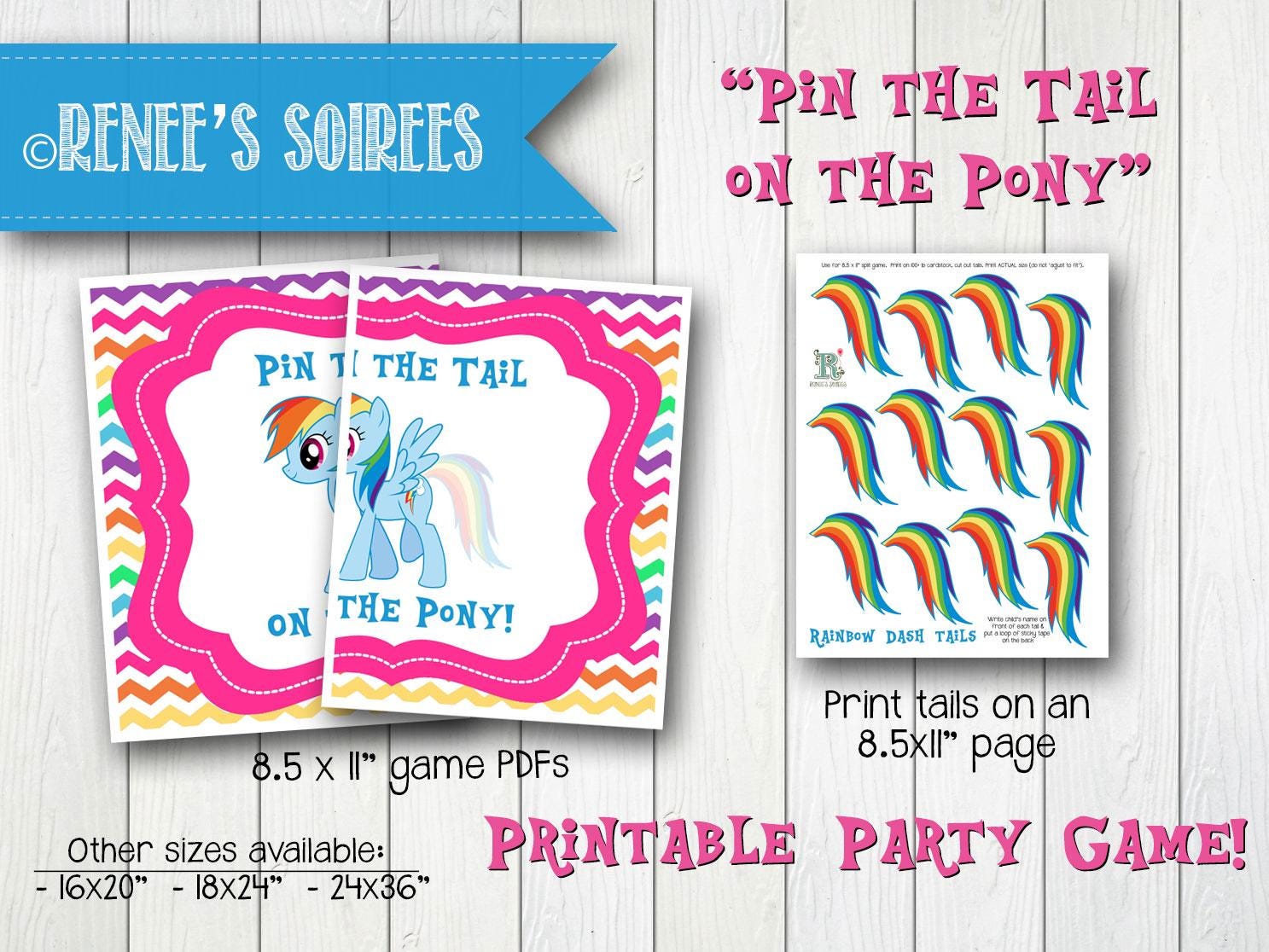 PINKY PONY Game - Printable Pin-the-tail Game - Instant Download - DIY ...