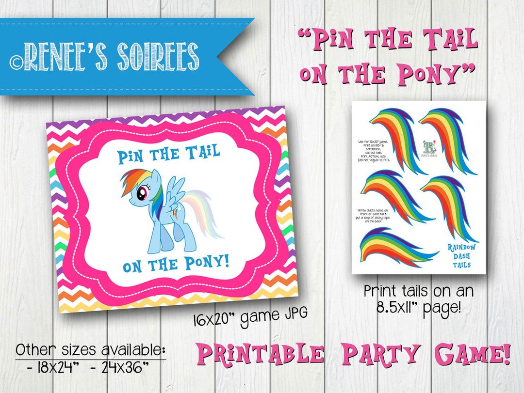 LITTLE PONY Rainbow Printable Pin-the-tail Game 16x20" - Instant ...