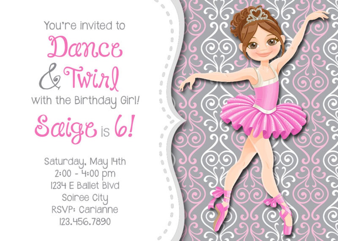 DANCER Party Invitation Personalized BALLET Birthday Invite - Etsy