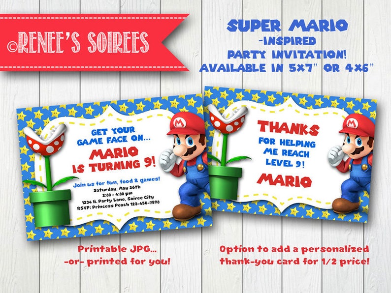 SUPER MARIO Printable Birthday Collection Customized for - Etsy