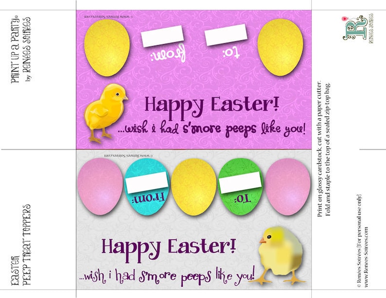 4 Printable EASTER Peeps Treat Toppers for Boys or Girls. | Etsy