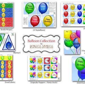 BALLOON Birthday Party - CUSTOMIZED - Printable Coordinating Design ...