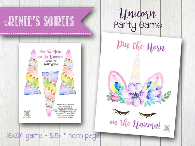UNICORN Party Game Pin-the-horn-on-the-unicorn - Instant Download - DIY ...