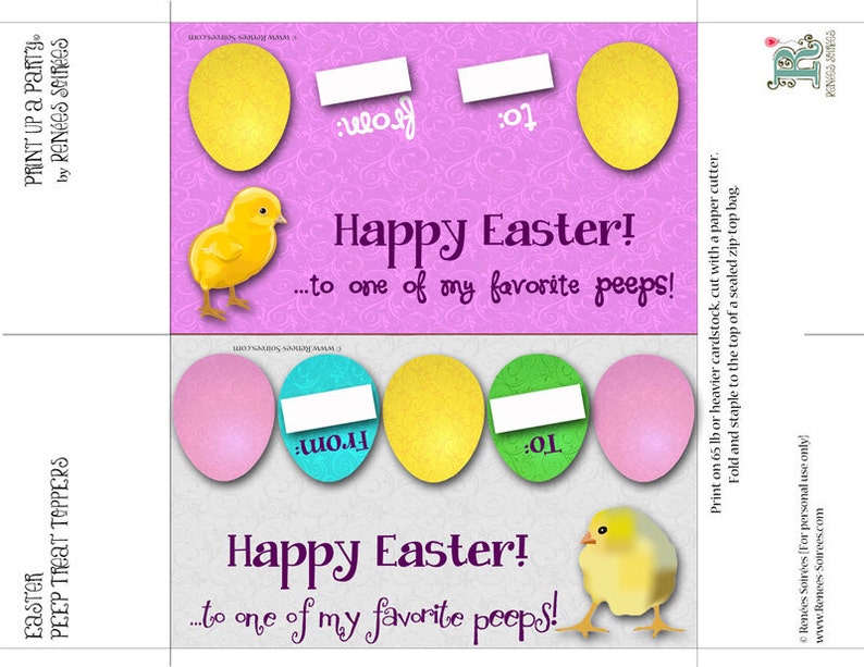 4 Printable EASTER Peeps Treat Toppers - Instant Download! 4 Styles ...