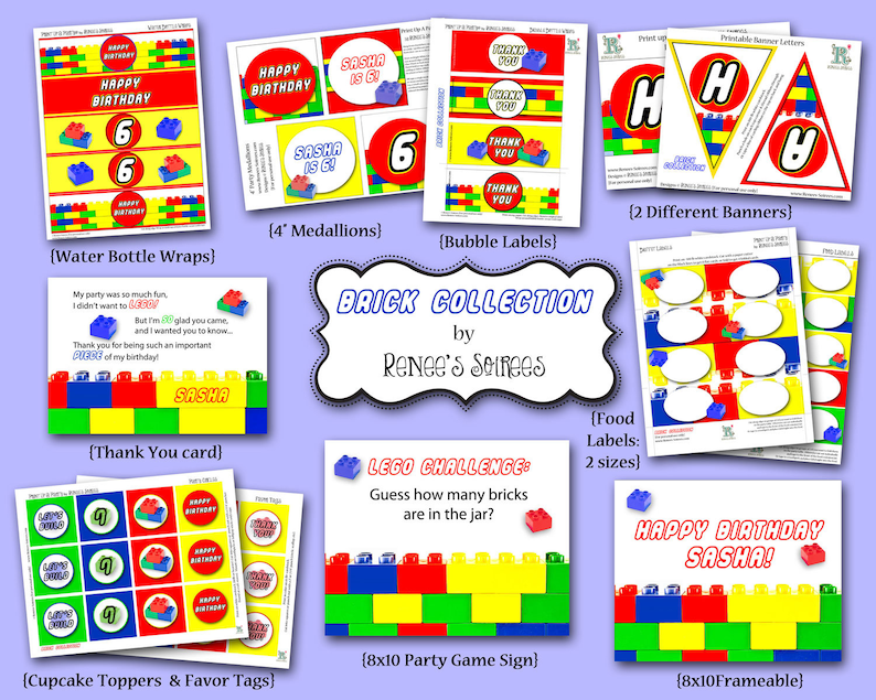 BUILDING BRICK Invitation Boy or Girl Printable Birthday - Etsy