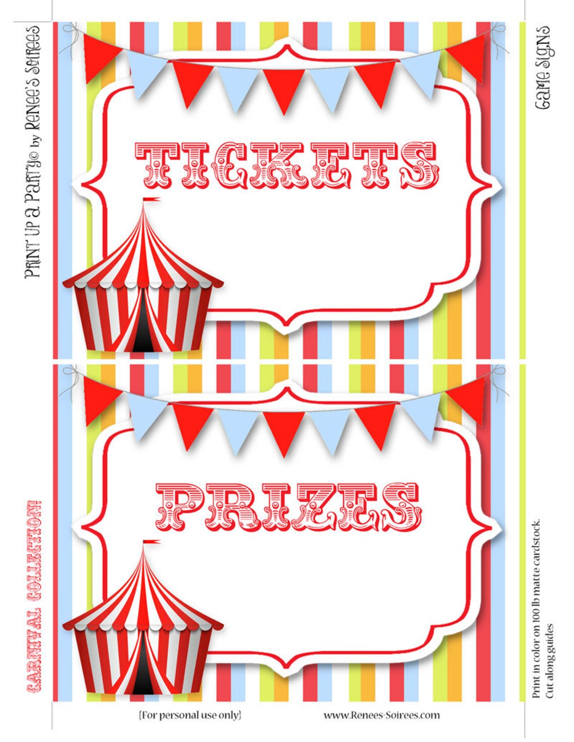 CARNIVAL Printable Birthday Collection - Customized - DIY Coordinating ...