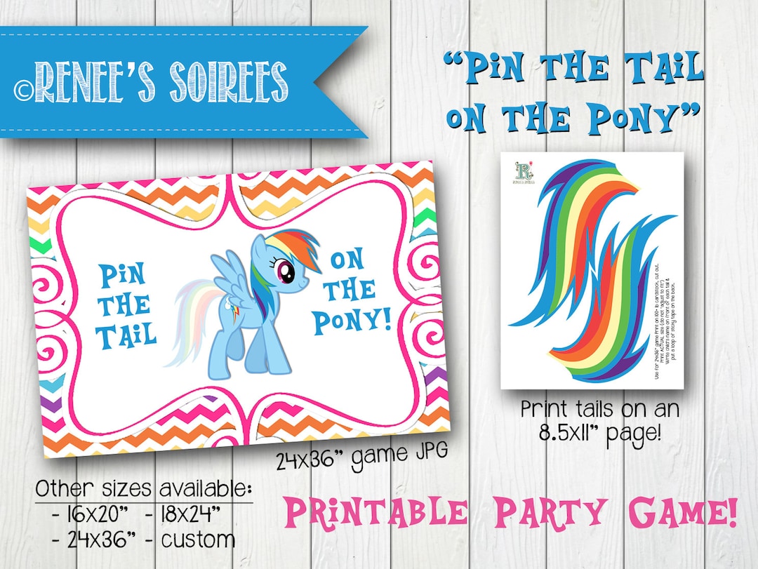 LITTLE PONY Rainbow Printable Pin-the-tail Game 24x36 Instant Download ...