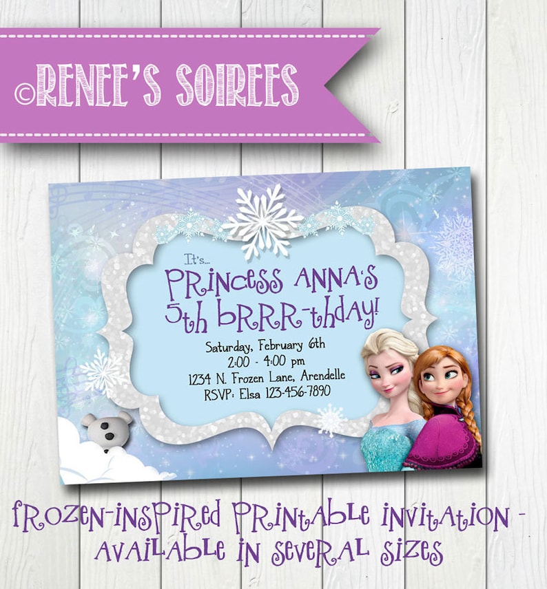 Snow Princess Printable Birthday Invitation - Personalized DIY Girls ...