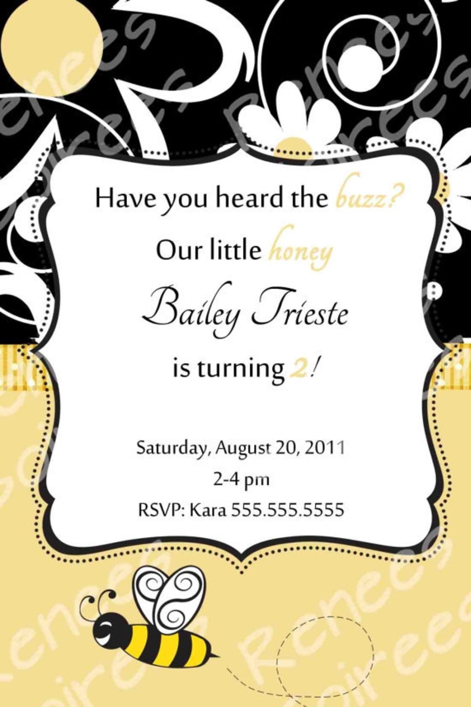 Printable Invitation Bumble Bee Baby SHOWER or BIRTHDAY - Etsy
