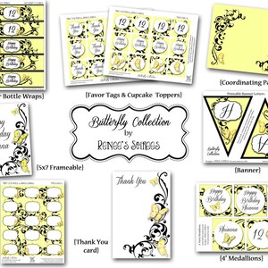 Printable BUTTERFLY COLLECTION - You Choose Color - Customized Damask ...