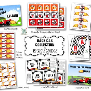 RACE CAR Collection Digital Files for Birthday Party or Baby Shower ...