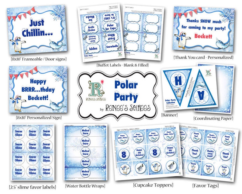 POLAR PARTY Printable Collection for Birthday Party or Baby | Etsy