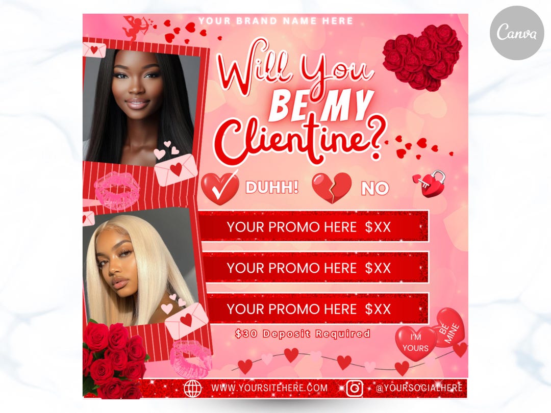 Valentine Booking Flyer, February Book Now, Holiday Books Open, Salon ...